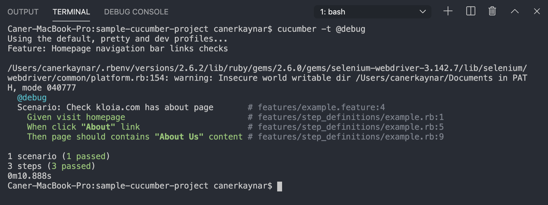 Development Environment Configuration VSCode, Ruby, Cucumber, Part2